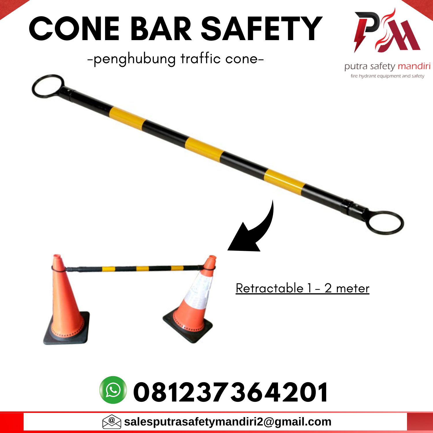 CONE BAR TONGKAT PALANG PENGHUBUNG TRAFFIC CONE