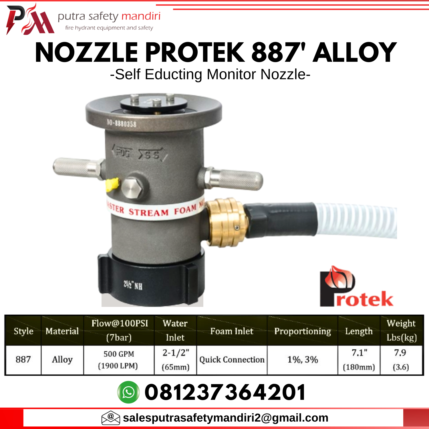 MASTER STREAM NOZZLE MONITOR PROTEK 887 ALLOY