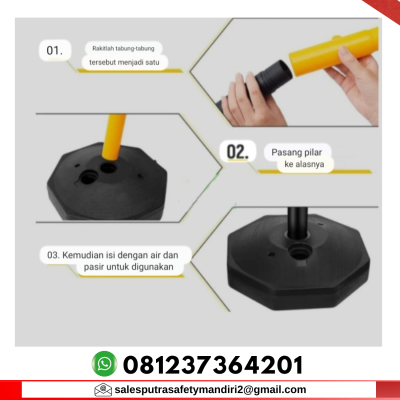 STIK CONE PLASTIK BASE PVC TIANG PEMBATAS JALAN