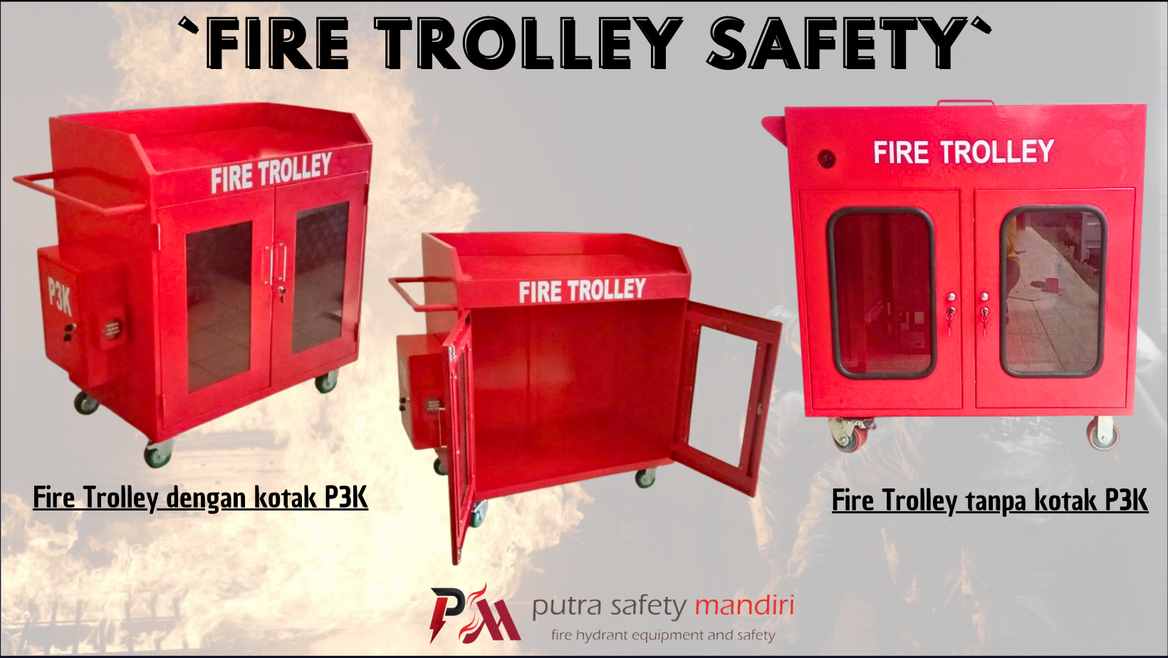 FIRE TROLLEY SAFETY LEMARI DORONG PENYIMPANAN APD