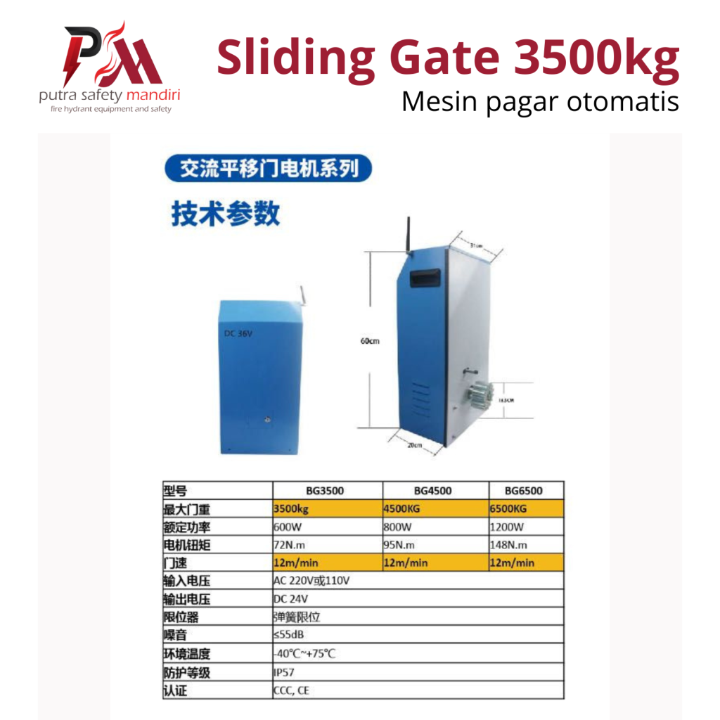 AUTOMATIC SLIDING GATE 3500KG DC OPERATOR PINTU
