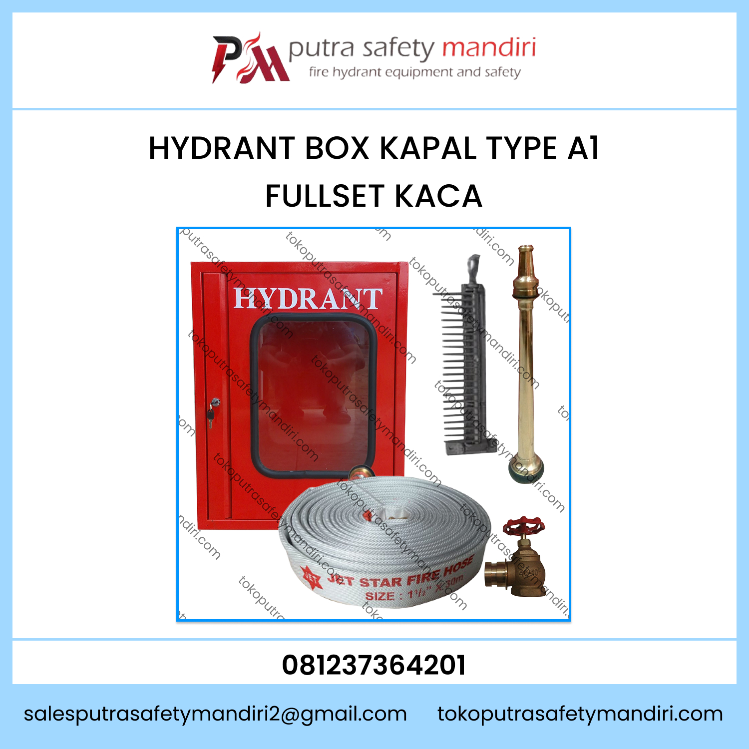 BOKS HIDRAN KAPAL TIPE A1 PINTU KACA BOX FULLSET