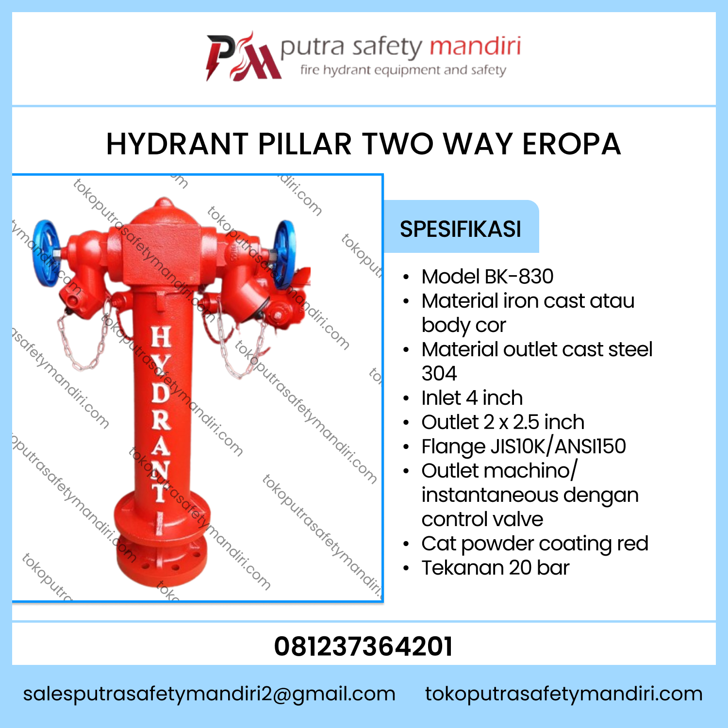 HYDRANT PILLAR EROPA TWO WAY MODEL BK-830 IRON