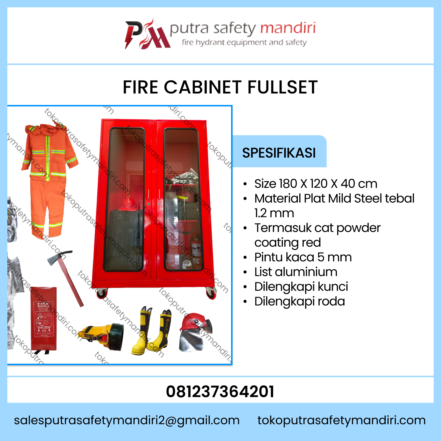 FULLSET FIRE SAFETY CABINET LEMARI ALAT DAMKAR + ISI