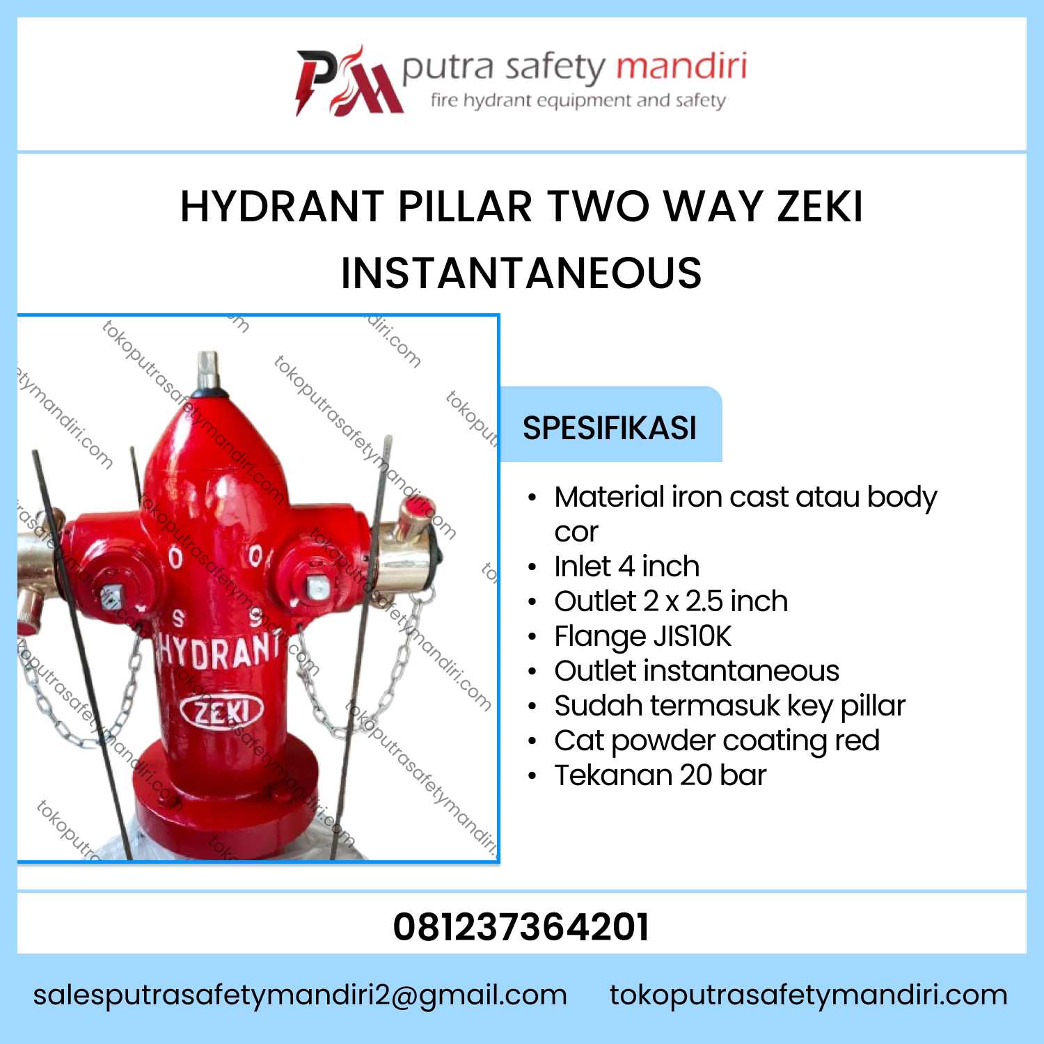 PILAR HIDRAN 2 ARAH ZEKI HYDRANT PILLAR TWO WAY