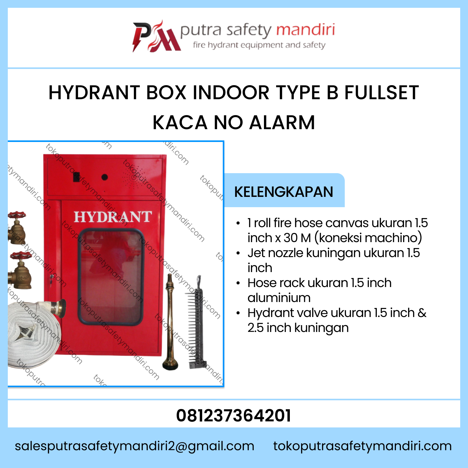 BOX HYDRANT INDOOR B FULL SET KACA EXCLUDE ALARM