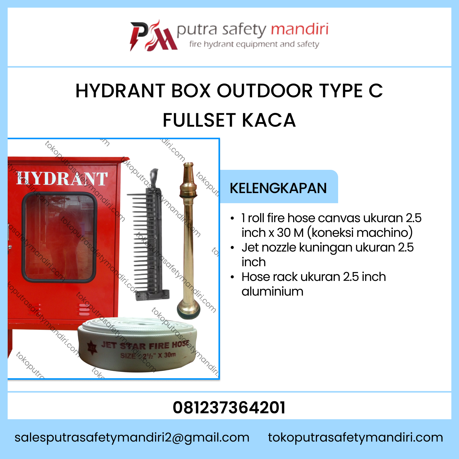 HYDRANT BOX OUTDOOR TIPE C OHB PINTU KACA FULLSET