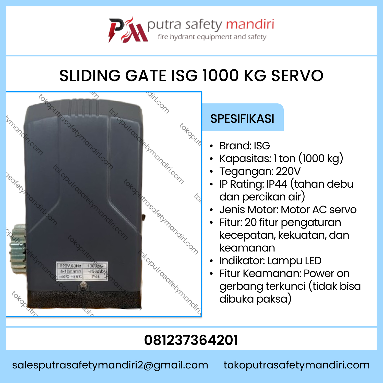 AUTOMATIC SLIDING GATE SERVO 1 TON PINTU PAGAR ISG