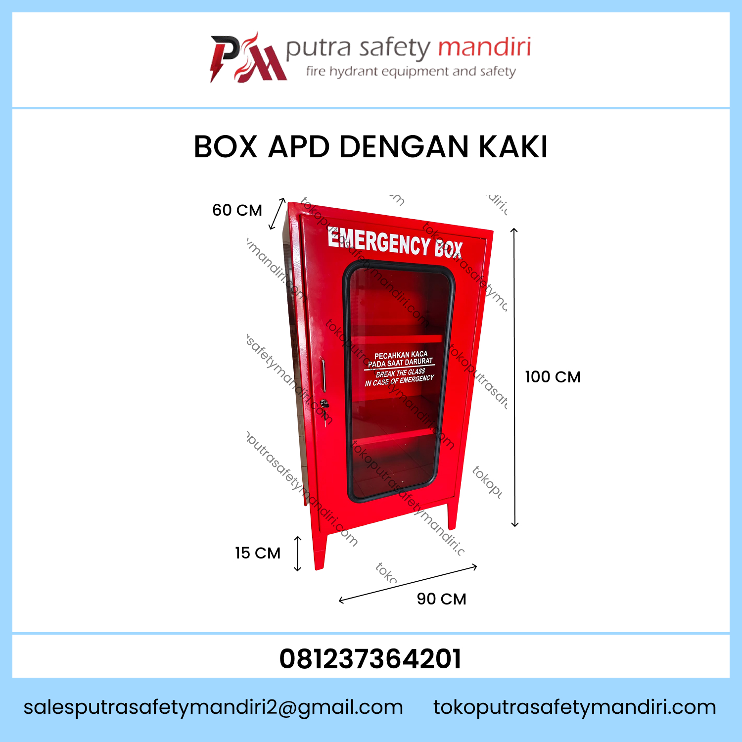LEMARI APD KAKI UKURAN 100X90X60 CM BOX PERLENGKAPAN SAFETY REGU DAMKAR ...