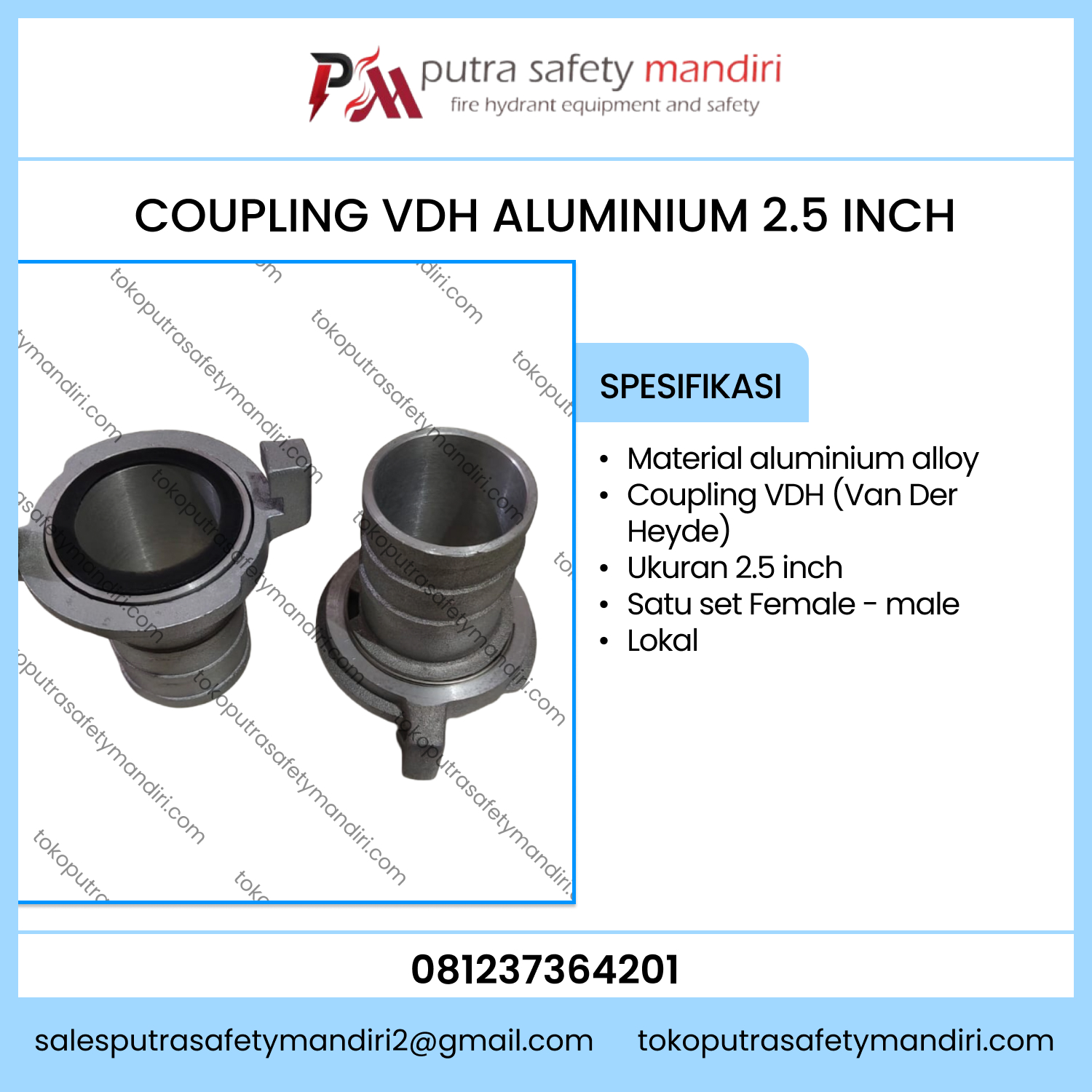 VDH COUPLING ALLOY 2.5" FIRE HOSE CONNECTOR