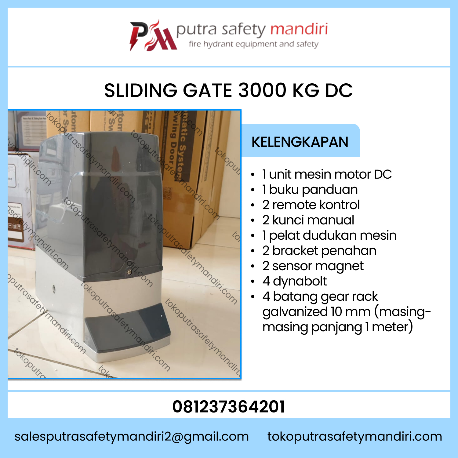 SLIDING GATE DC 3000KG MESIN GERBANG OTOMATIS